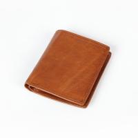 China RFID Blocking Genuine Cowhide Leather Men's Wallet Multi Card Slot Short Wallet 11cm for sale