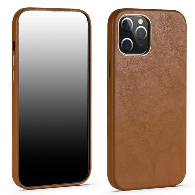 China Genuine Sheep Grain Leather Phone Case for iPhone 14 Pro Max Full Wrapped 2022 for sale