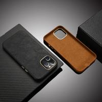 China Genuine Sheep Grain Leather Phone Case for iPhone 14 Pro Max Full Wrapped 2022 for sale