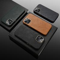 China Genuine Sheep Grain Leather Phone Case for iPhone 14 Pro Max Full Wrapped 2022 for sale