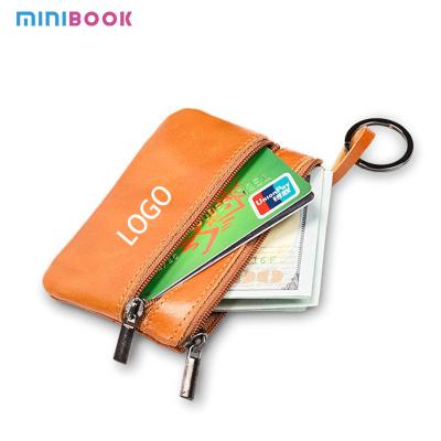 China Genuine Leather Mini Coin Purse Retro Zipper Short Clutch Bag 10.5cm 7.5cm for sale
