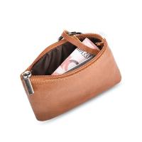 China Genuine Leather Mini Coin Purse Retro Zipper Short Clutch Bag 10.5cm 7.5cm for sale