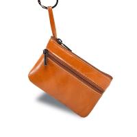 China Genuine Leather Mini Coin Purse Retro Zipper Short Clutch Bag 10.5cm 7.5cm for sale