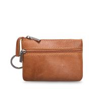 China Genuine Leather Mini Coin Purse Retro Zipper Short Clutch Bag 10.5cm 7.5cm for sale