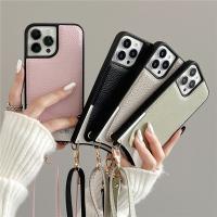 China 33cm Luxury Vegan Leather Phone Case with Wireless Charging Support for iPhone for sale