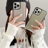 China 33cm Luxury Vegan Leather Phone Case with Wireless Charging Support for iPhone for sale