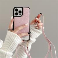 China 33cm Luxury Vegan Leather Phone Case with Wireless Charging Support for iPhone for sale
