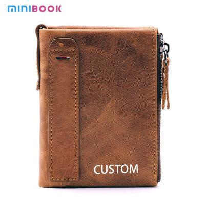 China Genuine Leather Short Wallet Anti-Theft RFID Blocking Bifold for Women 12cm x 9.2cm for sale