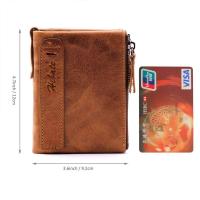 China Genuine Leather Short Wallet Anti-Theft RFID Blocking Bifold for Women 12cm x 9.2cm for sale