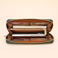 China Genuine Leather Long Wallet for Men Double Zipper Design Large Capacity Nylon Lining 20 Card Slots for sale