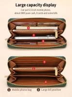 China Genuine Leather Long Wallet for Men Double Zipper Design Large Capacity Nylon Lining 20 Card Slots for sale