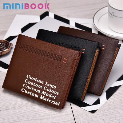 China Custom Logo Leather Wallet for Men Luxury Slim Clamshell Bifold 8 Card Slots for sale