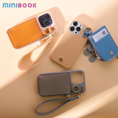 China Minibook PU Leather Wallet Phone Case for iPhone with Card Slots 18x8x3 cm for sale