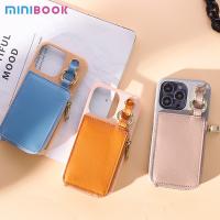 China Minibook PU Leather Wallet Phone Case for iPhone with Card Slots 18x8x3 cm for sale