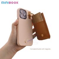 China Minibook PU Leather Wallet Phone Case for iPhone with Card Slots 18x8x3 cm for sale