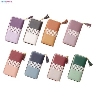 China Women PU Leather Long Wallet Zipper Closure Clutch Waterproof Fashion Card Holder 20cm for sale