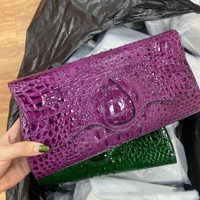 China Genuine Leather Bridal Clutch Evening Bag Envelope Shape Alligator Pattern Women Handbag 25cm for sale