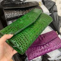 China Genuine Leather Bridal Clutch Evening Bag Envelope Shape Alligator Pattern Women Handbag 25cm for sale