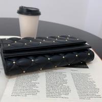 China PU Leather Long Clutch Wallet with Rivet Lattice Design 19x11x4cm Anti-Theft Fashion for sale