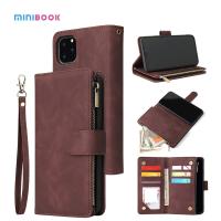 China Minibook Genuine Leather Zipper Wallet Phone Case for iPhone 14 Waterproof 15x0.8x7.5cm for sale