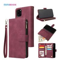 China Minibook Genuine Leather Zipper Wallet Phone Case for iPhone 14 Waterproof 15x0.8x7.5cm for sale