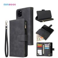 China Minibook Genuine Leather Zipper Wallet Phone Case for iPhone 14 Waterproof 15x0.8x7.5cm for sale