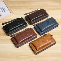 China Men's PU Leather Wallet with Removable Coin Purse Zipper Phone Bag 19.5cm for sale