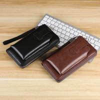 China Men's PU Leather Wallet with Removable Coin Purse Zipper Phone Bag 19.5cm for sale
