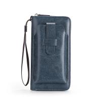 China Men's PU Leather Wallet with Removable Coin Purse Zipper Phone Bag 19.5cm for sale