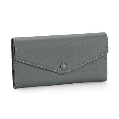 China Custom Logo Trendy Long Envelope Ladies Wallet PU Leather 19cm x 10cm OEM/ODM for sale