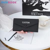 China Custom Logo Trendy Long Envelope Ladies Wallet PU Leather 19cm x 10cm OEM/ODM for sale