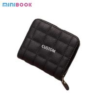China Mini PU Leather Wallet for Women Custom Logo Zipper Closure 11x10x3cm Small Card Holder for sale