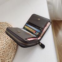 China Mini PU Leather Wallet for Women Custom Logo Zipper Closure 11x10x3cm Small Card Holder for sale