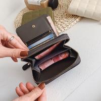 China Mini PU Leather Wallet for Women Custom Logo Zipper Closure 11x10x3cm Small Card Holder for sale