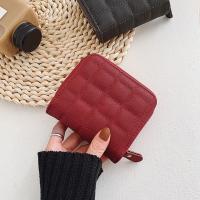 China Mini PU Leather Wallet for Women Custom Logo Zipper Closure 11x10x3cm Small Card Holder for sale