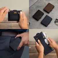 China Magnetic Closure PU Leather Wallet with Custom Pop Up Holder and Zipper Pocket 9cm for sale