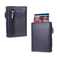 China Custom RFID Blocking PU Leather Aluminum Wallet with Logo and Color Options 10.5x7.5cm for sale