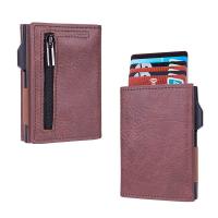 China Custom RFID Blocking PU Leather Aluminum Wallet with Logo and Color Options 10.5x7.5cm for sale