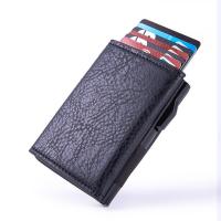 China Custom RFID Blocking PU Leather Aluminum Wallet with Logo and Color Options 10.5x7.5cm for sale
