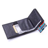 China Custom RFID Blocking PU Leather Aluminum Wallet with Logo and Color Options 10.5x7.5cm for sale