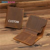 China Custom Handmade Crazy Horse Leather Men's Short Bifold Wallet 11cm x 9.5cm for sale