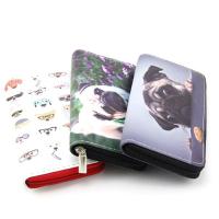 China Custom Slim Floral Print PU Leather Credit Card Holder with Custom Color Design 10 Card Slots for sale