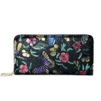 China Designer Ladies Long PU Leather Wallet with Custom Print 8 Card Slots Fashionable for sale