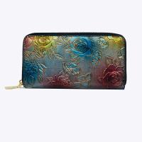 China Designer Ladies Long PU Leather Wallet with Custom Print 8 Card Slots Fashionable for sale