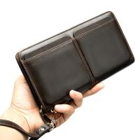 China Genuine Leather Long Wallet for Men with RFID Anti-Theft Zipper 21.5cm for sale