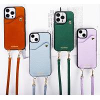 China Genuine Leather Lanyard Crossbody Wallet Case for Samsung with Sling and Card Slots for sale
