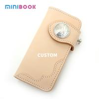 China Classic Pure Brass Buckle Long Wallet Handmade Vegetable Tanned Leather 20cm x 10cm for sale