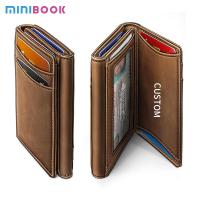 China Genuine Leather Men's Business Card Holder RFID Anti-Theft 11x9cm Multi Card Slots for sale