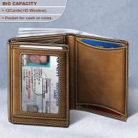 China Genuine Leather Men's Business Card Holder RFID Anti-Theft 11x9cm Multi Card Slots for sale