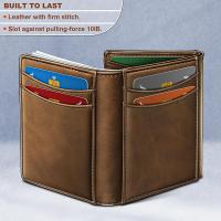 China Genuine Leather Men's Business Card Holder RFID Anti-Theft 11x9cm Multi Card Slots for sale
